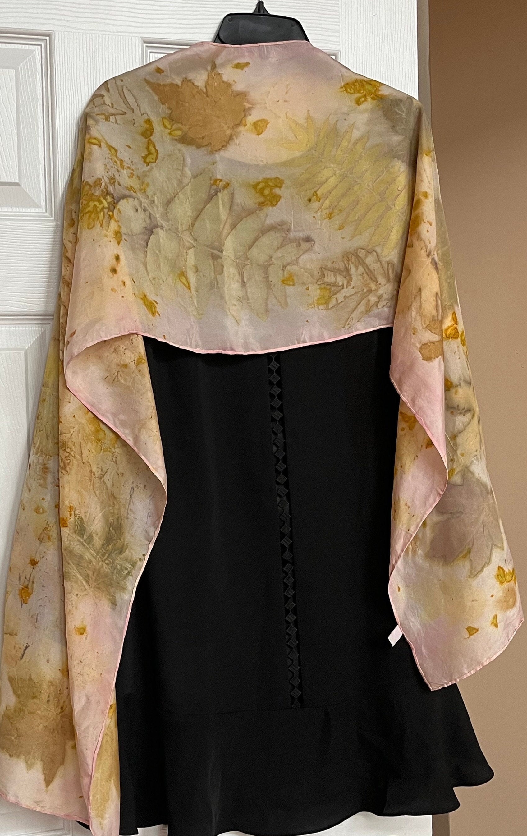 Eco Print Silk Scarf, Ready to Gift Scarf, Pink Botanical Dyed Scarf ...