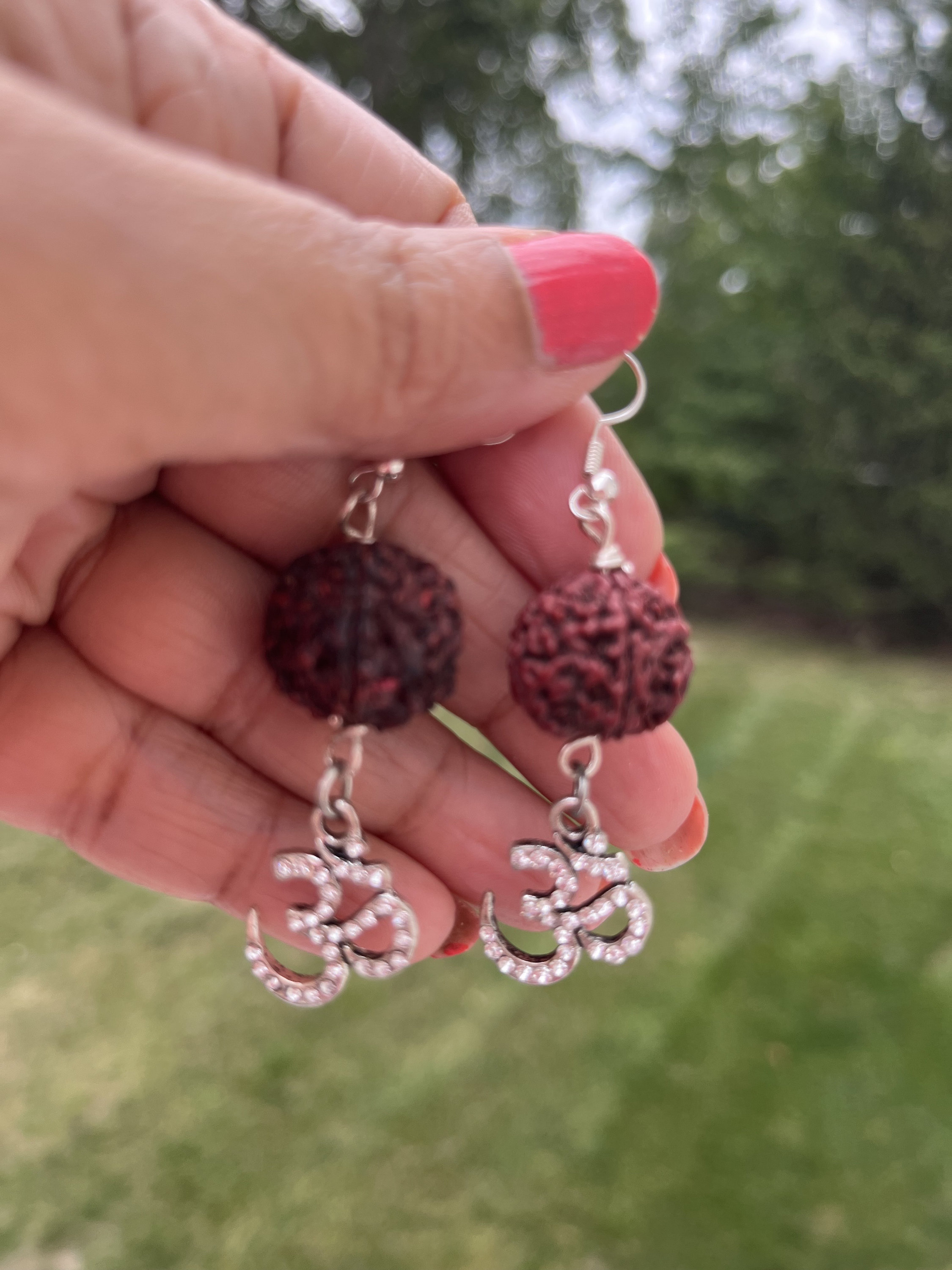 Rudraksha OM Earrings Yoga Meditation Earrings 5 Mukhi Rudraksha ...