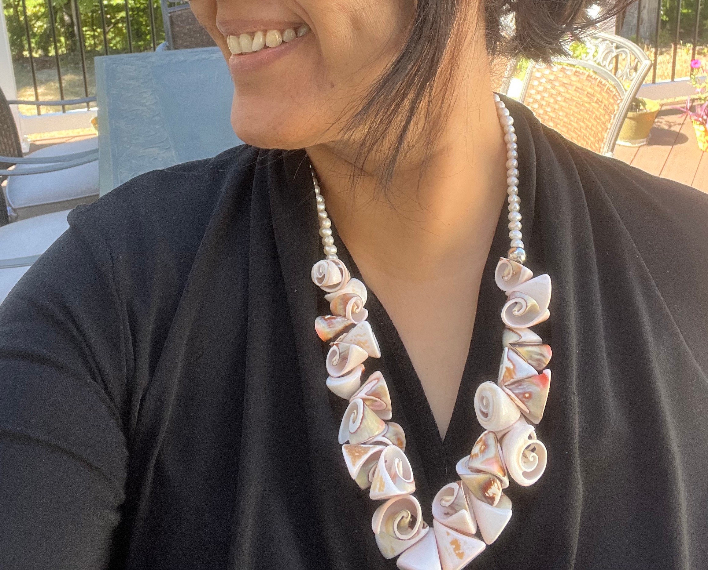 Seashell Pearl Necklace Pearl Necklace Beach Wedding Necklace Seashell ...