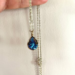 Blue Druzy Pendant Blue Gold Druzy Necklace Raw Stone - Etsy