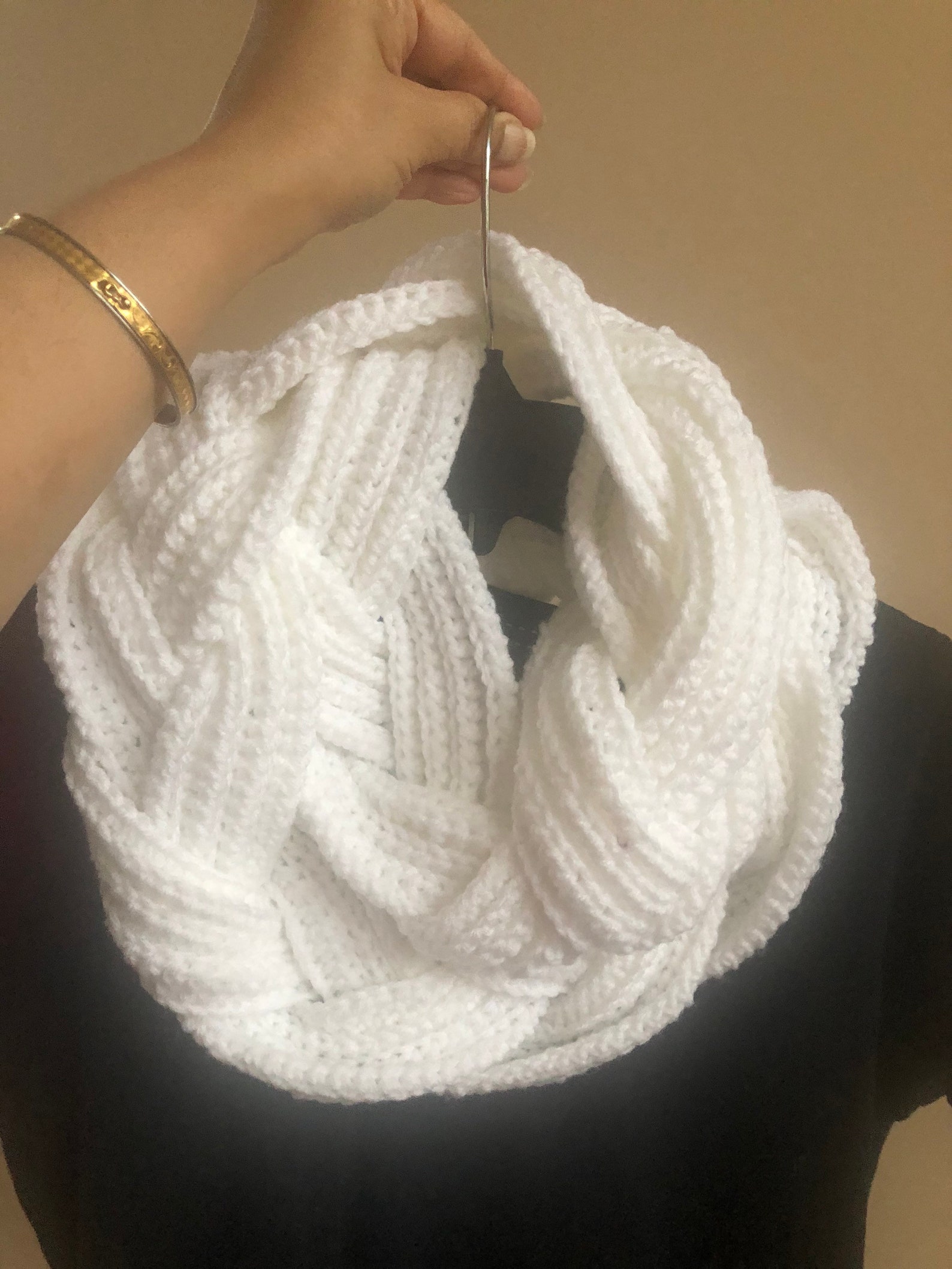 Crochet Braided Infinity Scarf Knitted Winter Scarf Women - Etsy