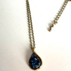 Blue Druzy Pendant Blue Gold Druzy Necklace Raw Stone - Etsy