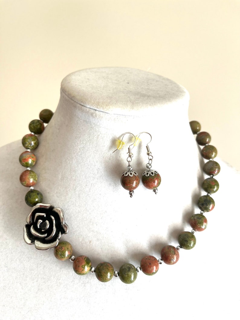 Ukanite Beaded Necklace Set Ukanite Necklace With Rose - Etsy UK