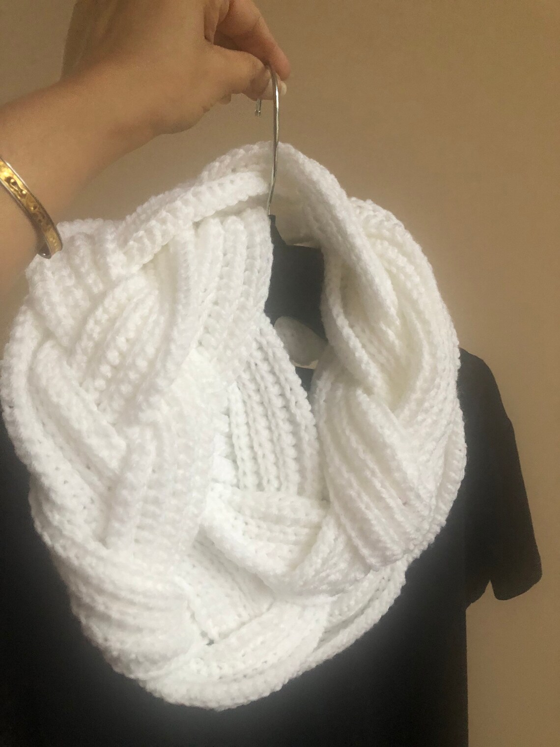 Crochet Braided Infinity Scarf Knitted Winter Scarf Women - Etsy