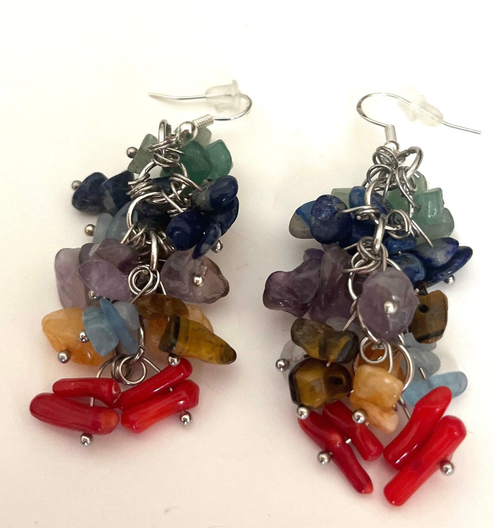 7 Chakra Healing Earrings Crystal Chip Earrings Rainbow - Etsy