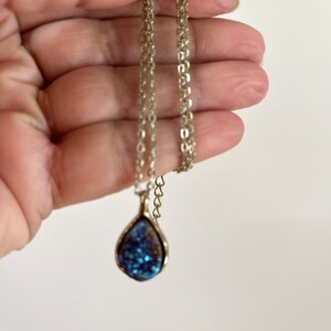 Blue Druzy Pendant Blue Gold Druzy Necklace Raw Stone - Etsy