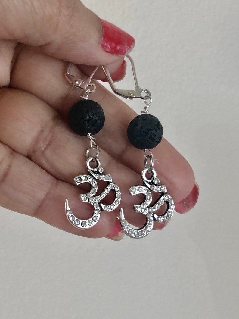 Om Earrings Om Rhinestone Earrings Spiritual Earrings Healing Hindu
