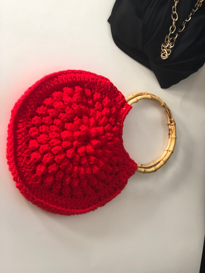 Red Crochet Round Bag Green Crochet Purse Knit Summer Purse | Etsy