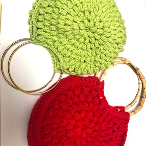 Red Crochet Round Bag Green Crochet Purse Knit Summer Purse | Etsy