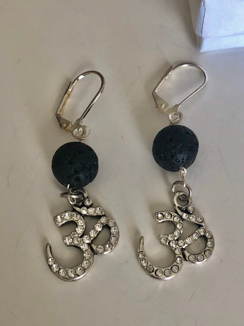 Om Earrings Om Rhinestone Earrings Spiritual Earrings Healing Hindu