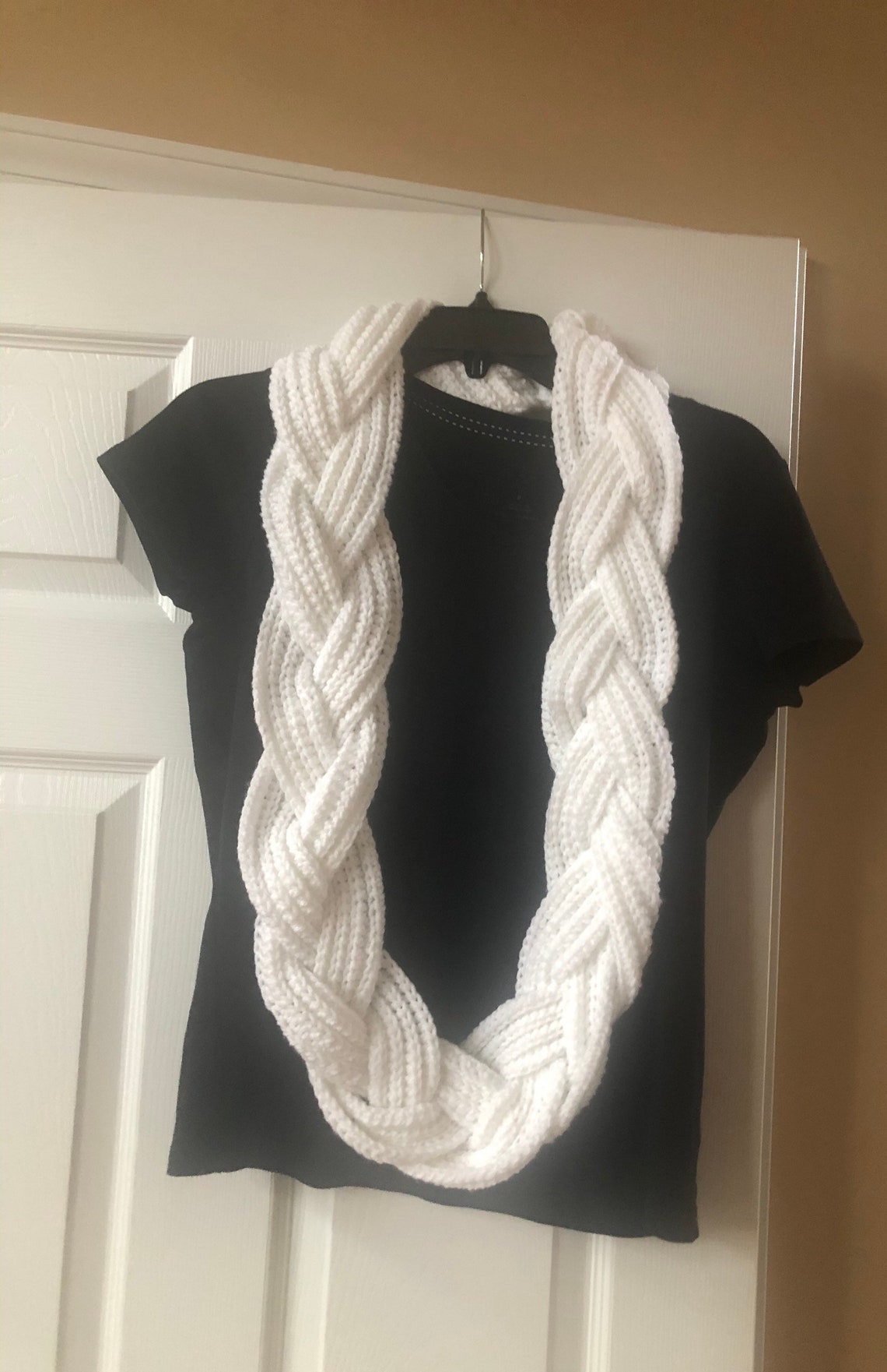 Crochet Braided Infinity Scarf Knitted Winter Scarf Women - Etsy