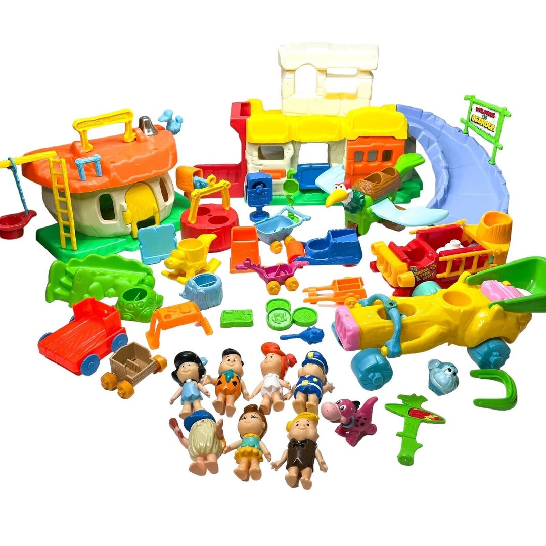Huge Lot of VTG the Flintstones Kids 1986 Bedrock Elementary & Town W ...