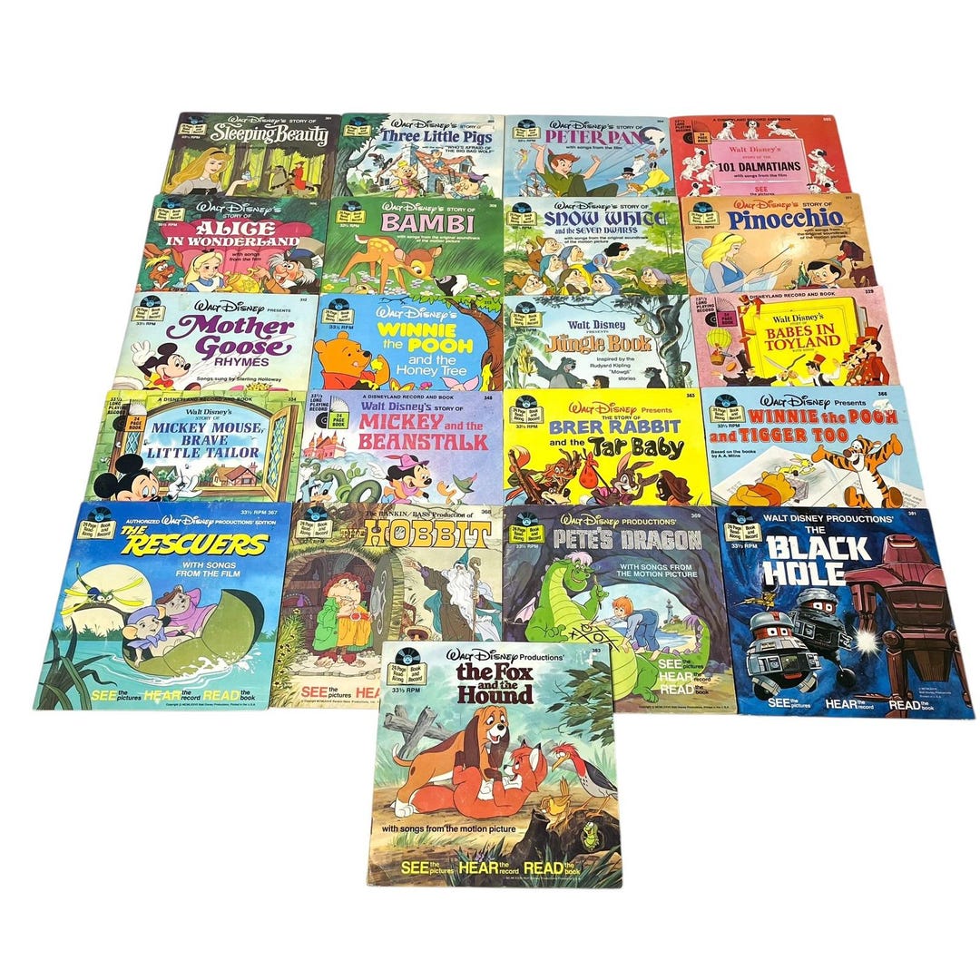 Huge Lot of 21 Walt Disney See Hear Read Along Books & Records Vintage ...