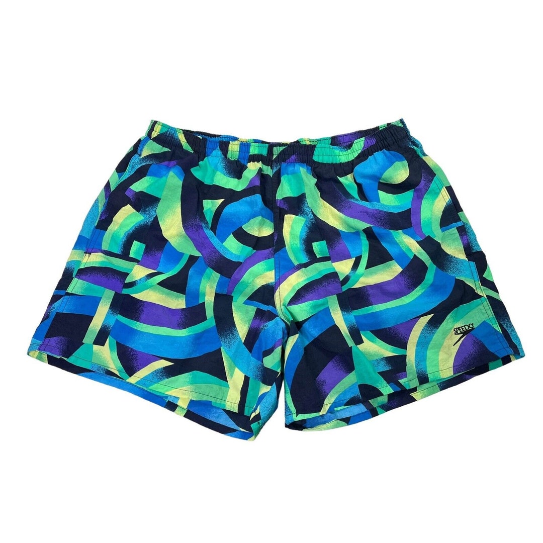 Vintage Speedo Abstract Disco Swim Trunks Mesh Lined 90s Mens Size XL ...
