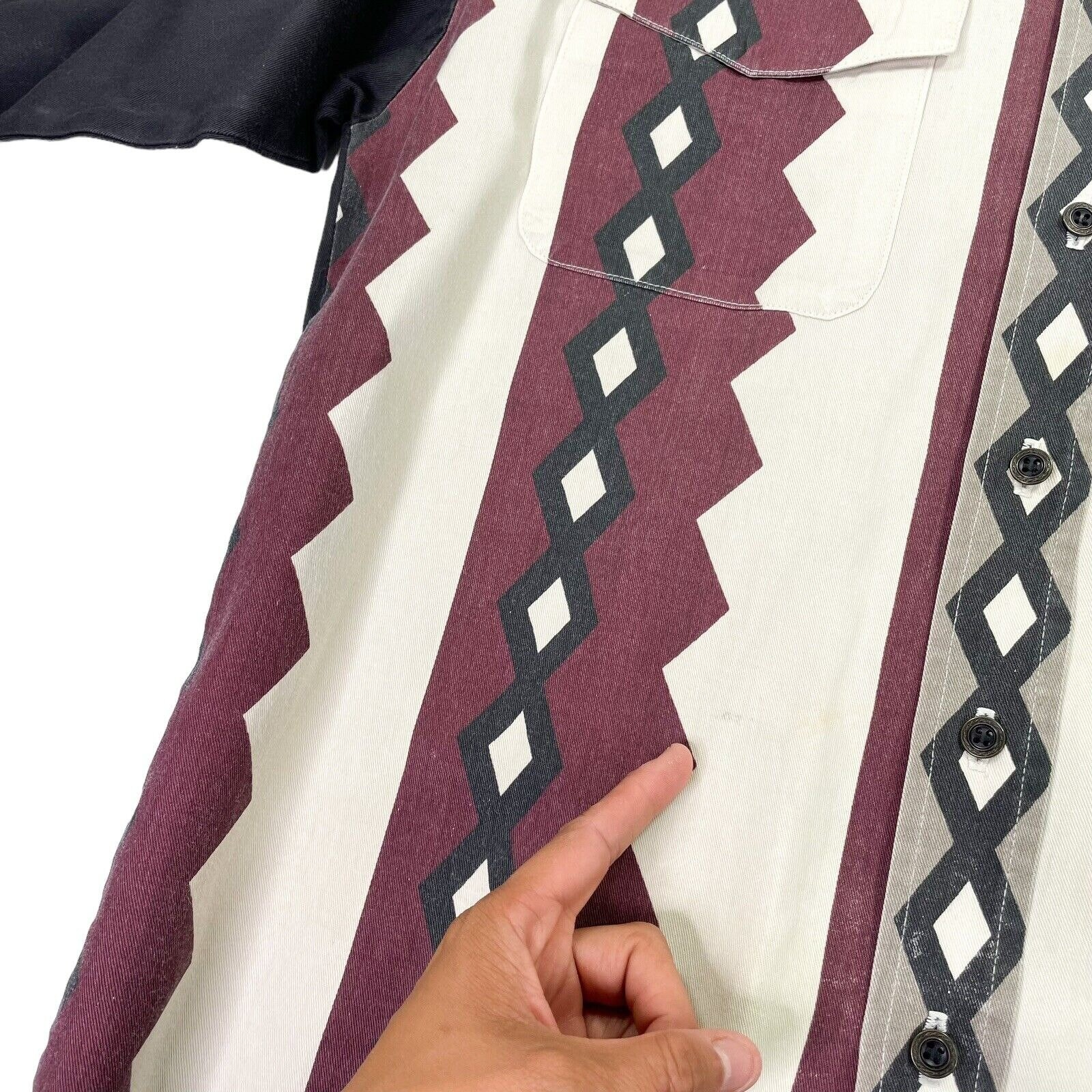 Vintage Panhandle Slim Diamond Aztec Western Rodeo Shirt Banded Collar ...