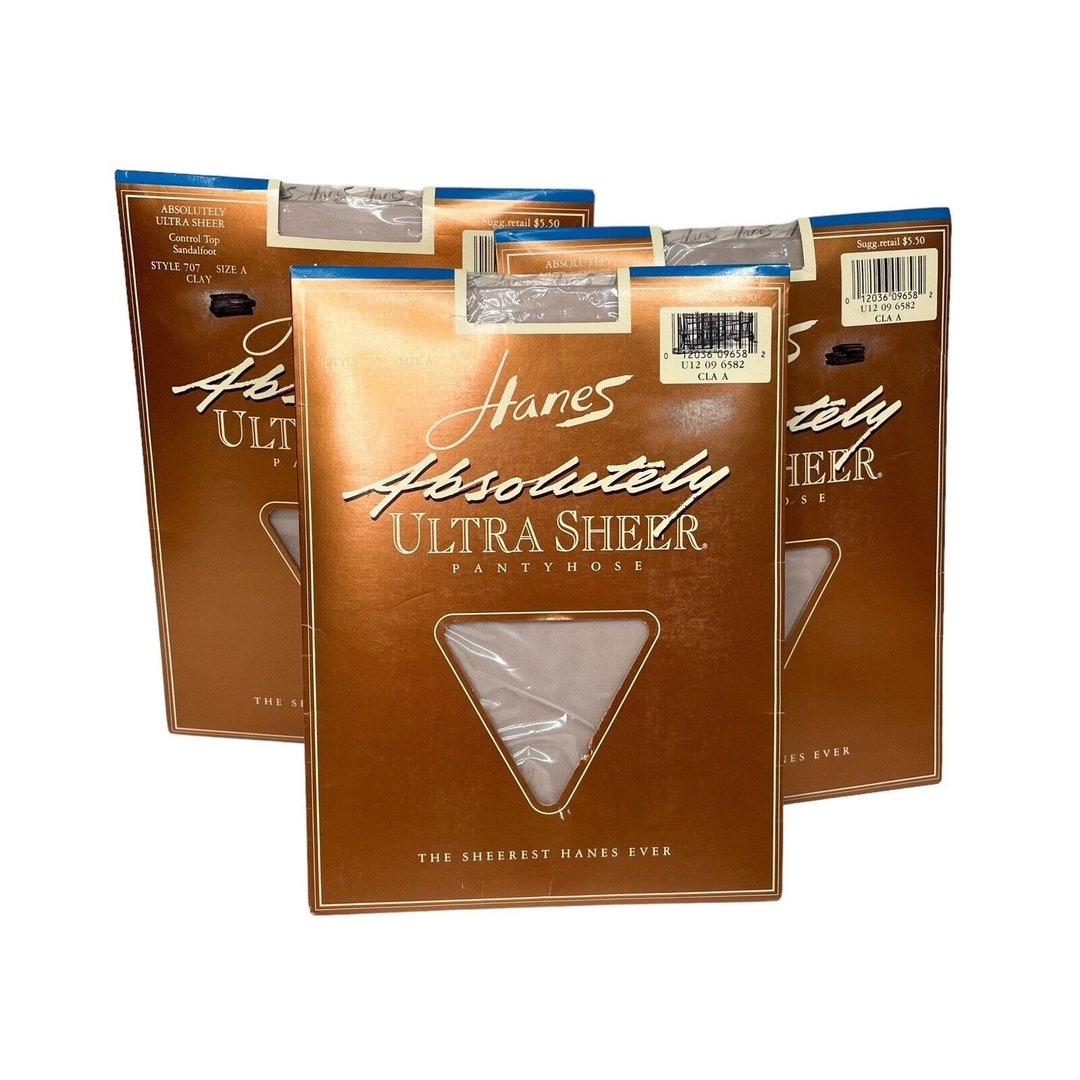 Lot of 3 Hanes Absolutely Sheer Control Top Panty Hose Style 707 Size A ...