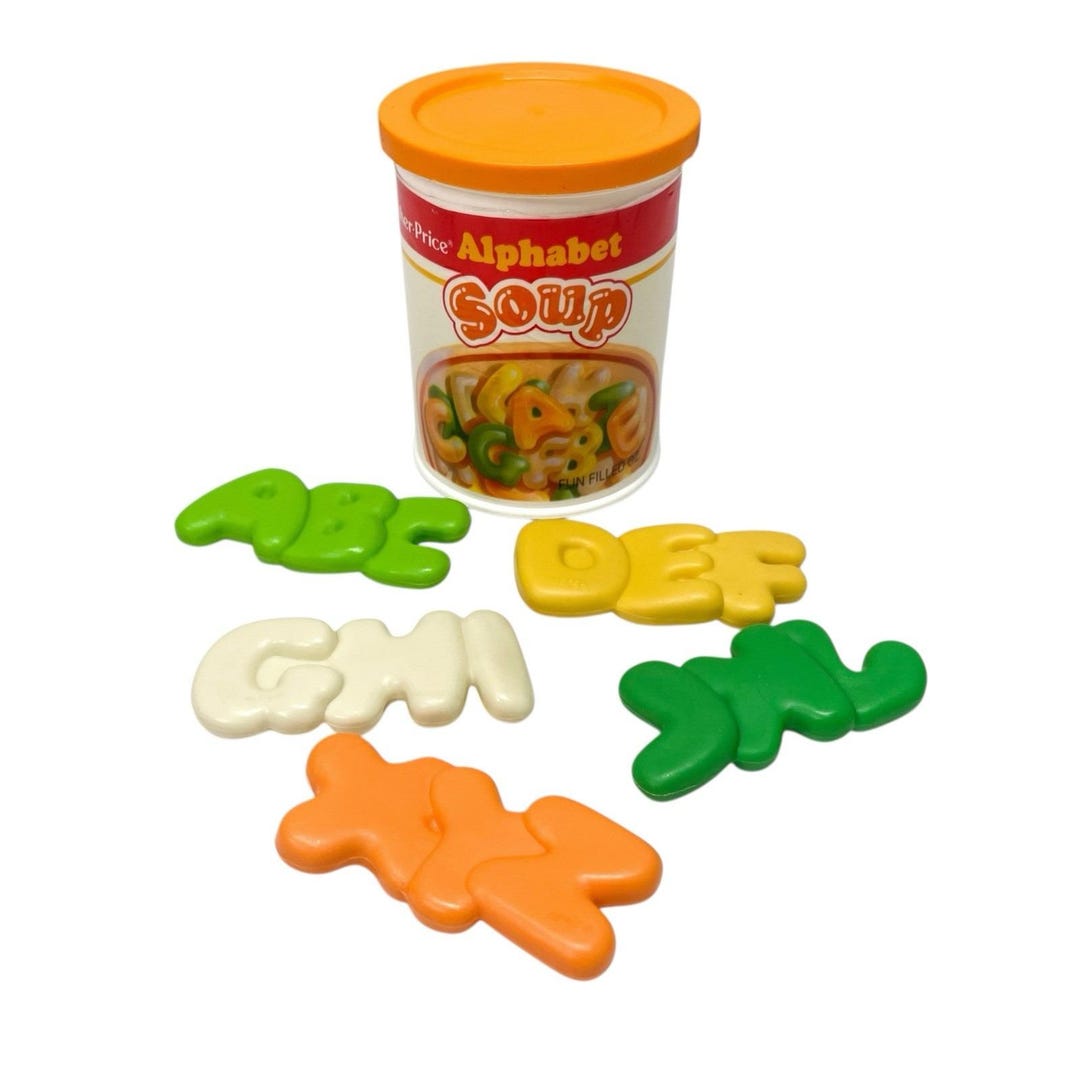 Vintage 1987 Fisher-price Alphabet Soup Can Fun With Food Play Food ...