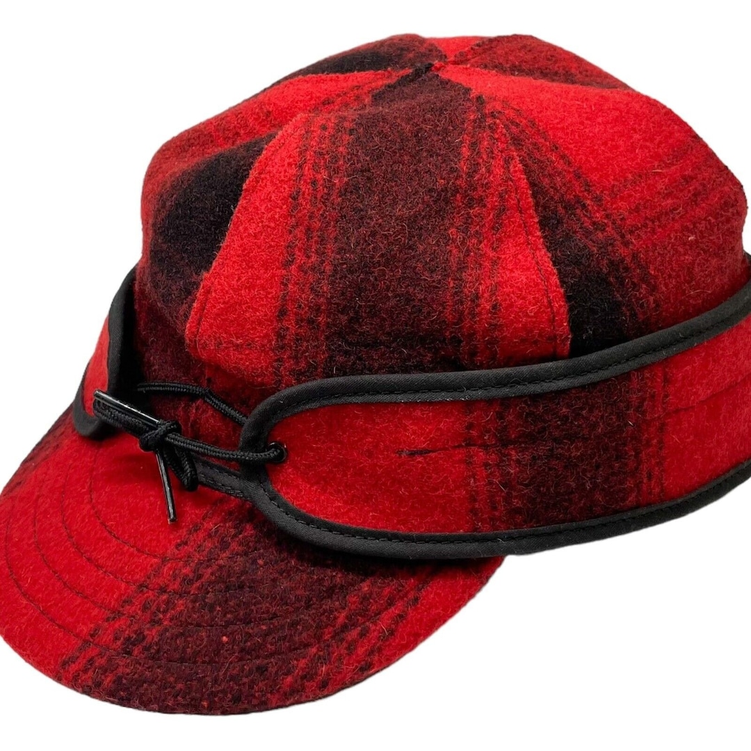 Stormy Kromer Red Buffalo Check Plaid Winter Wool Hat With Earflap Mens ...