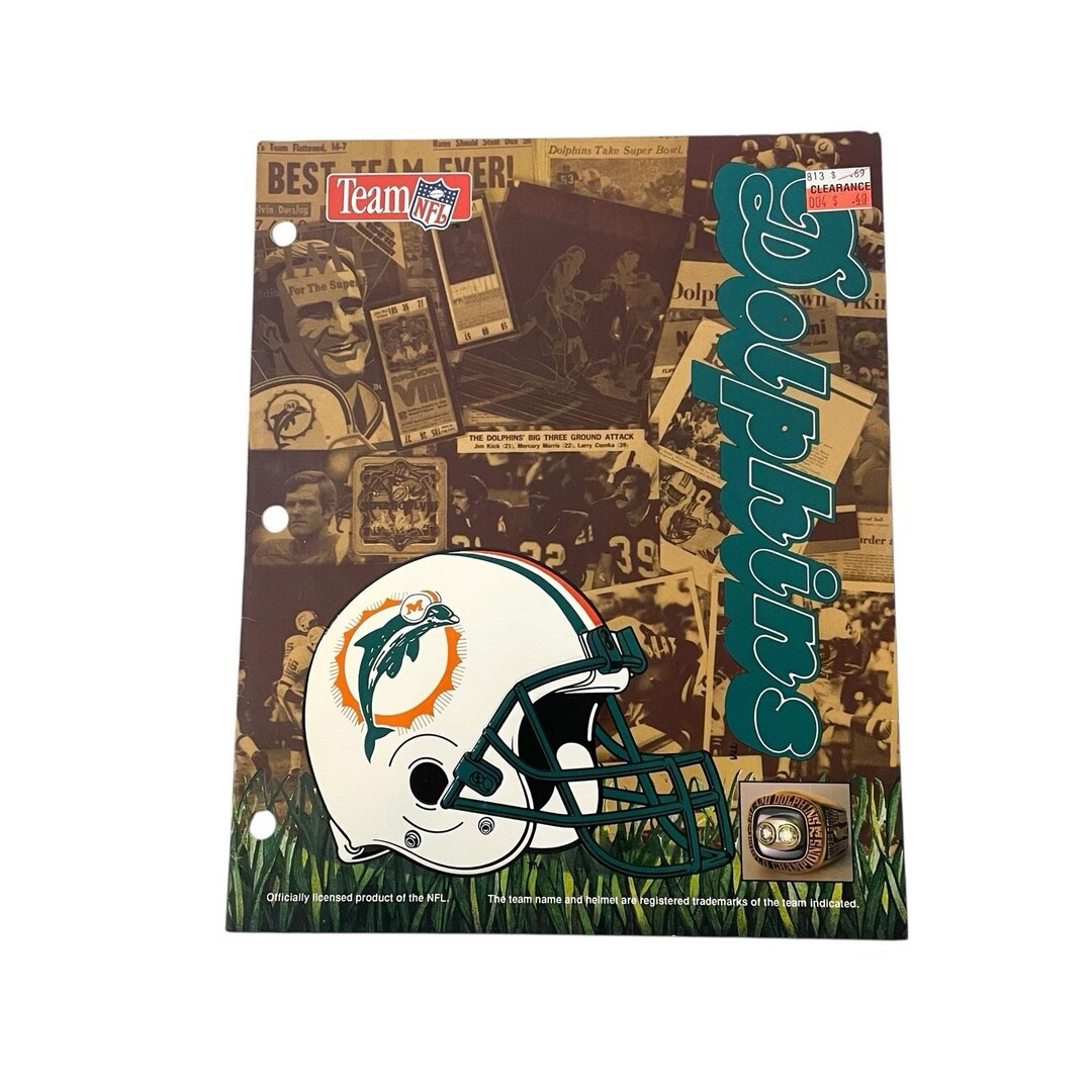 Vintage 1992 NFL Football Miami Dolphins School Folder Vintage School ...