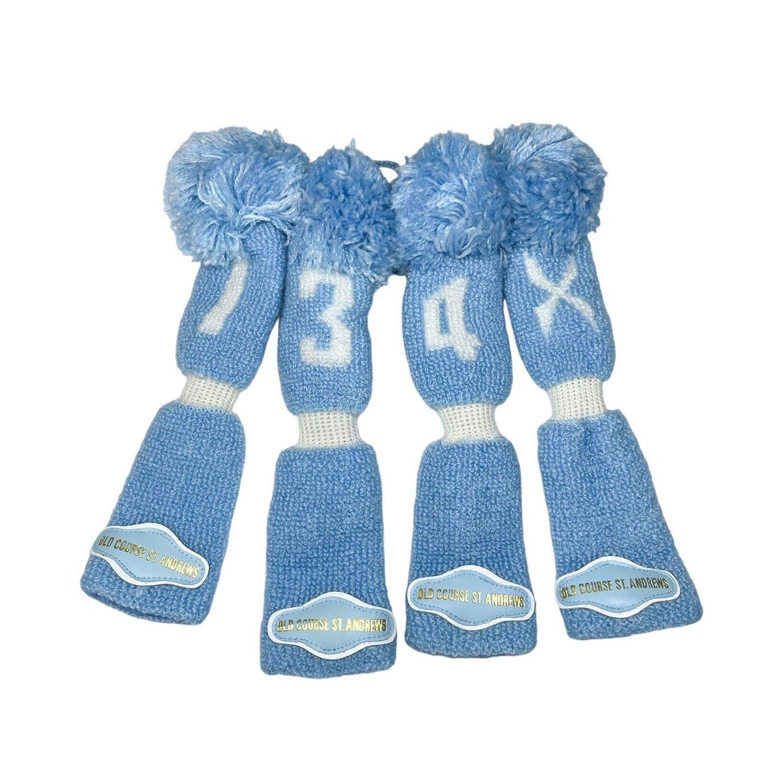 VTG St Andrews Old Course Golf Club Knit Pom Pom Head Covers 1-3-4-X ...