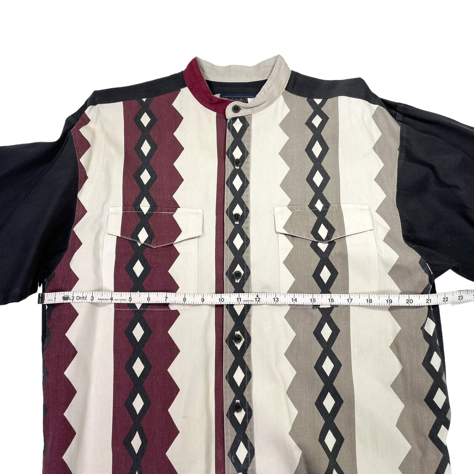 Vintage Panhandle Slim Diamond Aztec Western Rodeo Shirt Banded Collar ...