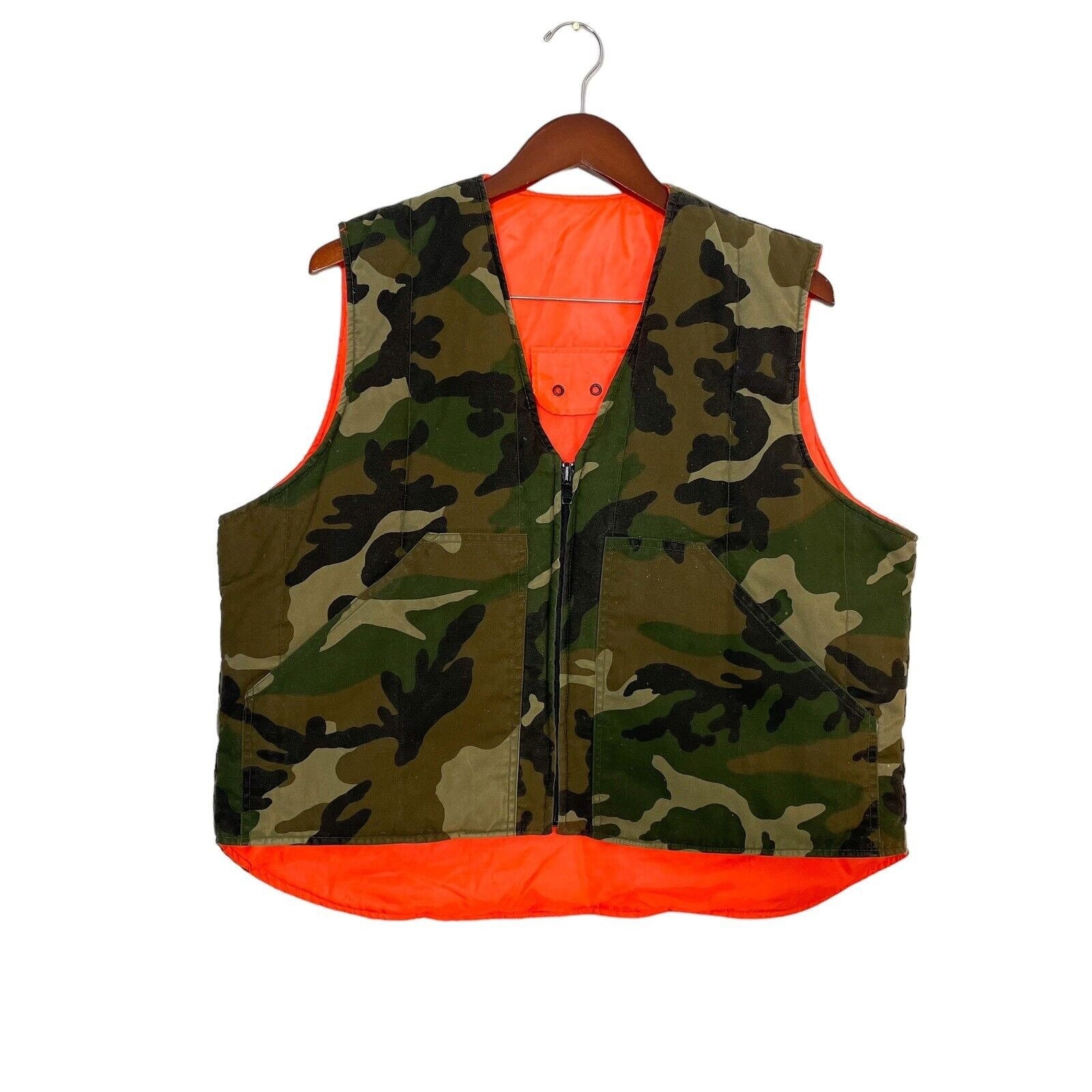 Vintage Camo/orange Reversible Hunting Vest Mens L Vintage - Etsy