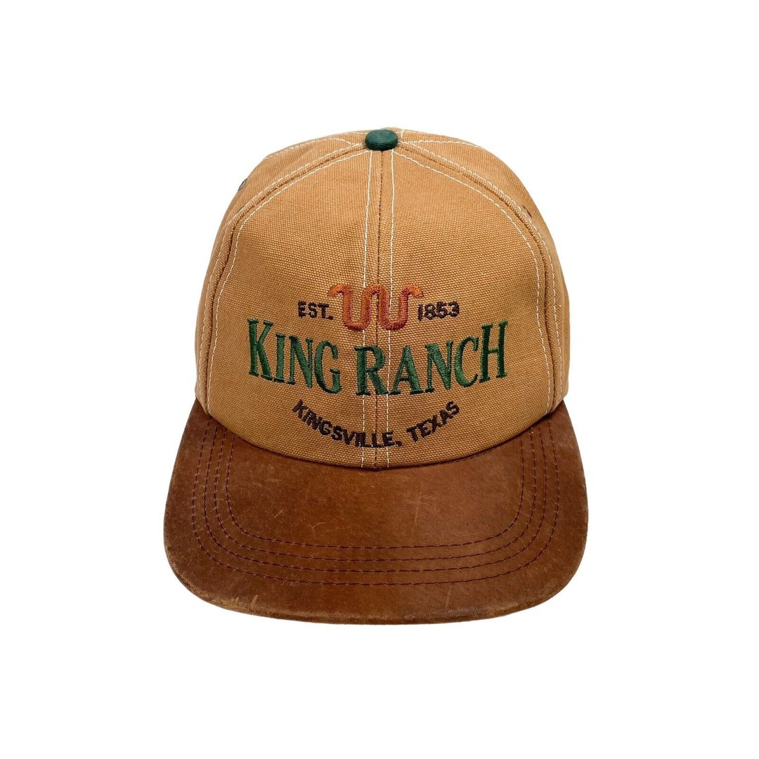 King Ranch Mens Brown Duck Canvas Leather Bill Kingsville TX Cap ...