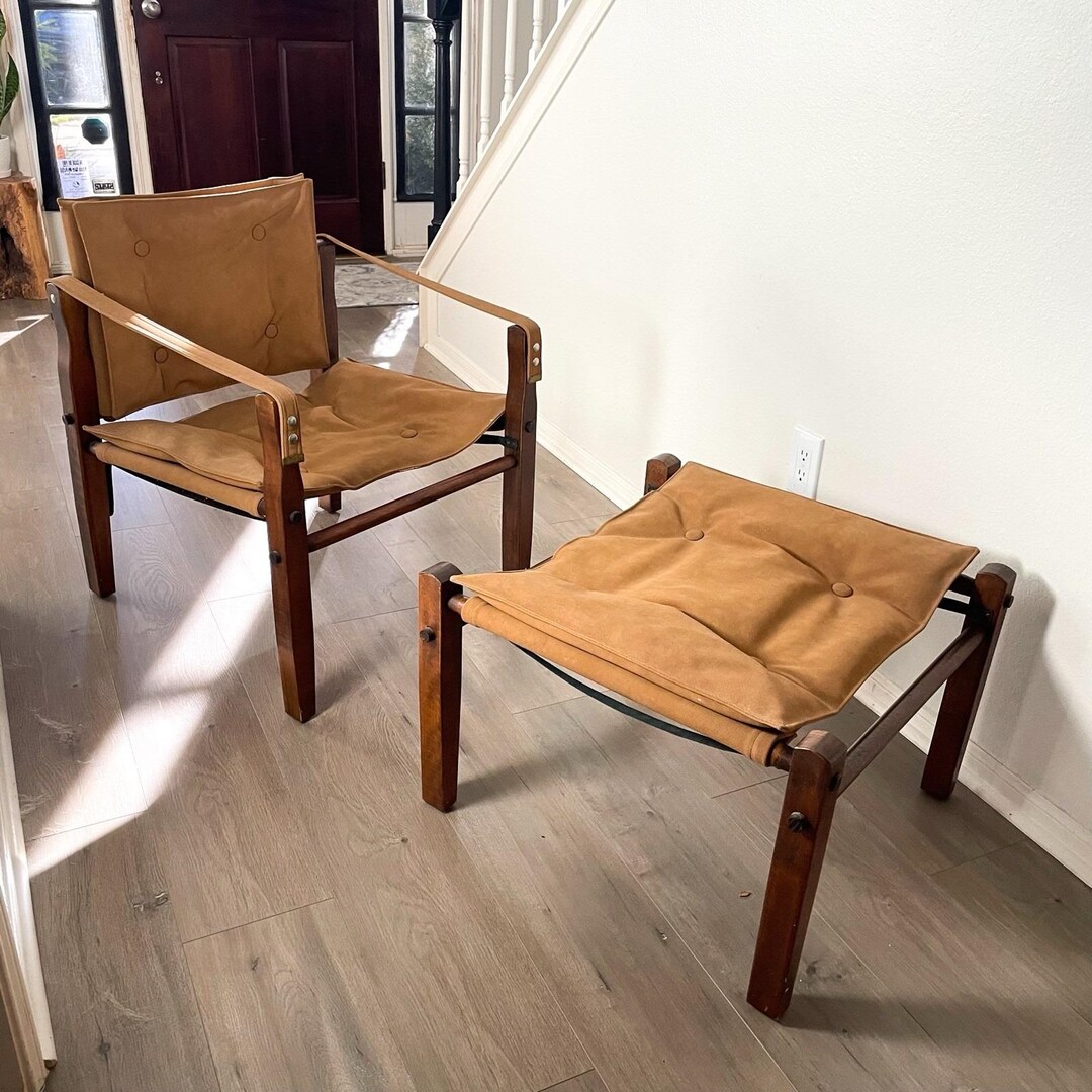 Vintage Gold Medal MCM Safari Low Rider Chair With Foot Stool Vintage ...