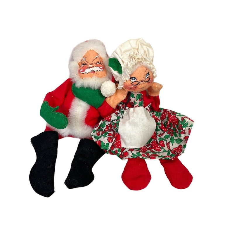 Vintage Annalee Dolls Mr And Mrs Santa Claus Red Suit 1963 Collectible Vintage Christmas Decor