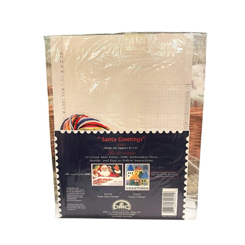 Santa Greetings DMC Counted Cross Stitch Kit US Postage Stamp ...