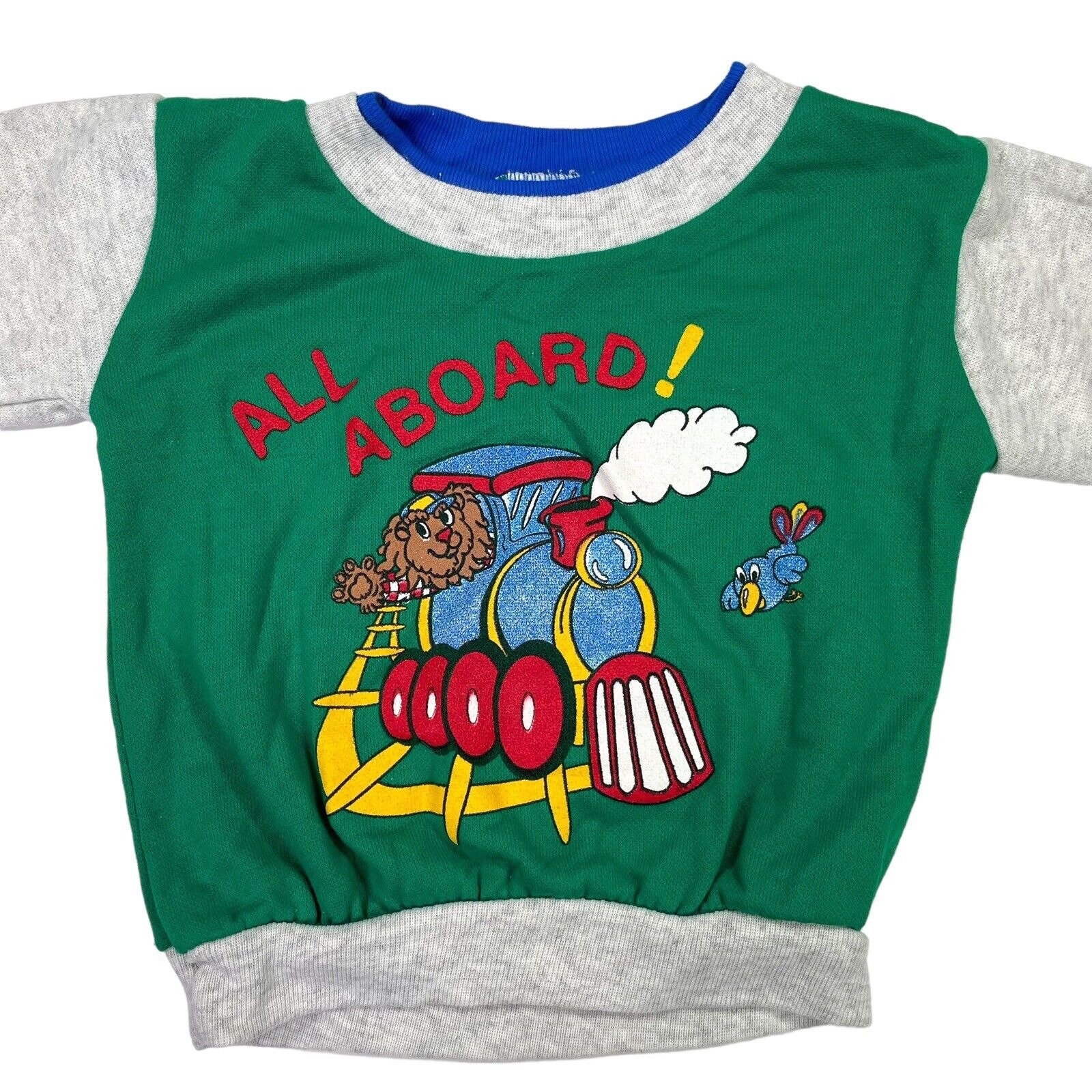 Vintage All Aboard Train Baby Toddler LS Shirt USA Made Size 2 Toddler ...