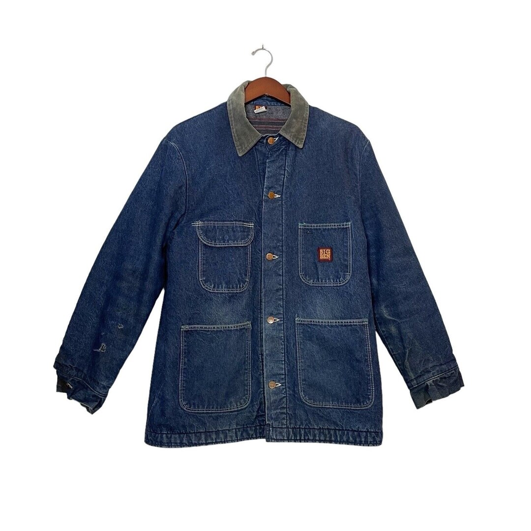 VTG Big Ben Blanket Lined Distressed Denim Chore Barn Coat Jacket Mens 42 Vintage Clothing ...