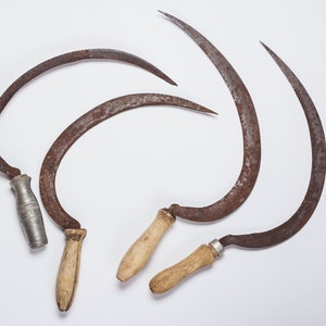 Antique Rusty Metal Sickle Primitive Tool European Country Culture ...