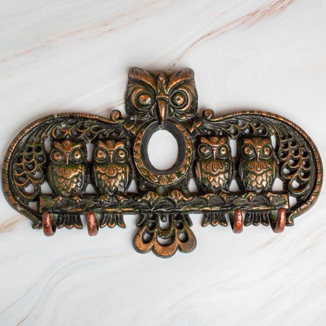 Vintage Coat Rack Owl Metal Clothes Hanger Farmhouse Decor Wabi Sabi ...