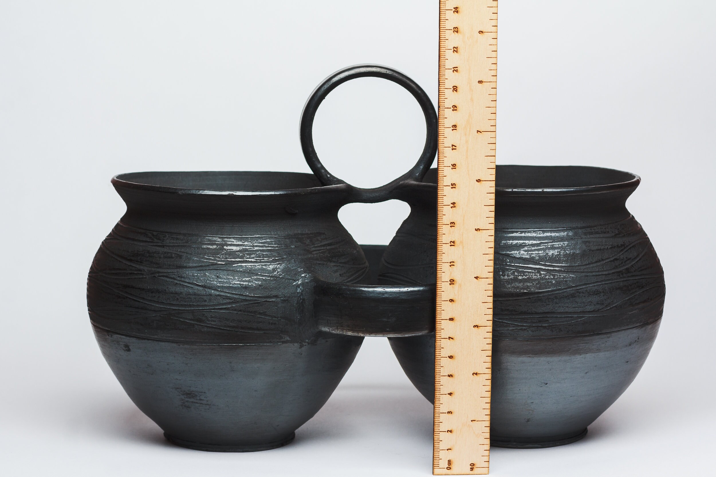 Dusty Pottery Vessel Twins Pot Black Double Clay Pot Wabi Sabi - Etsy ...