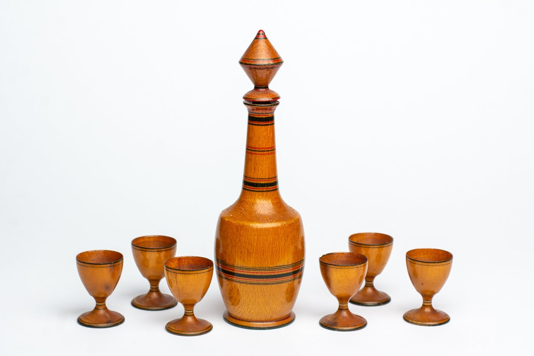Wood Decanter Set Ukrainian 6 Glasses Set Wine Whiskey Christmas ...