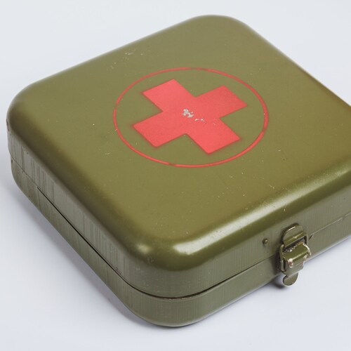 Red Embossed Metal First Aid Kit Medical Box With - Etsy
