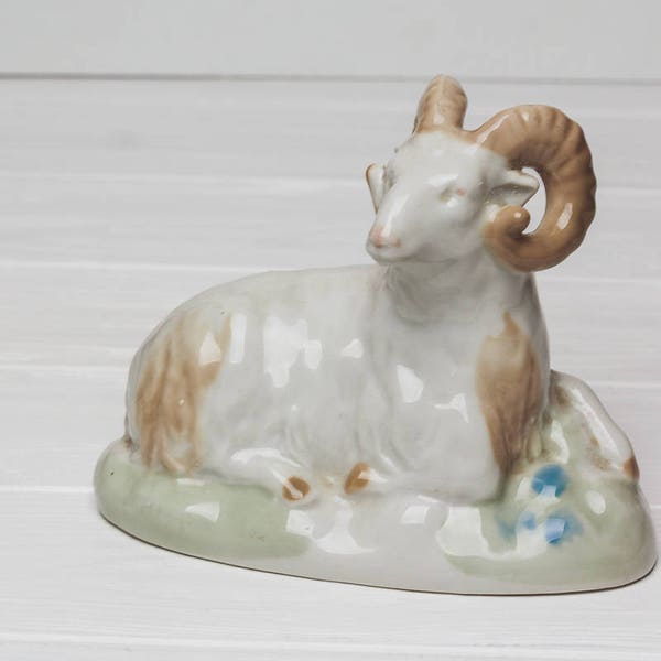 Porcelain Ram Figurine - Etsy