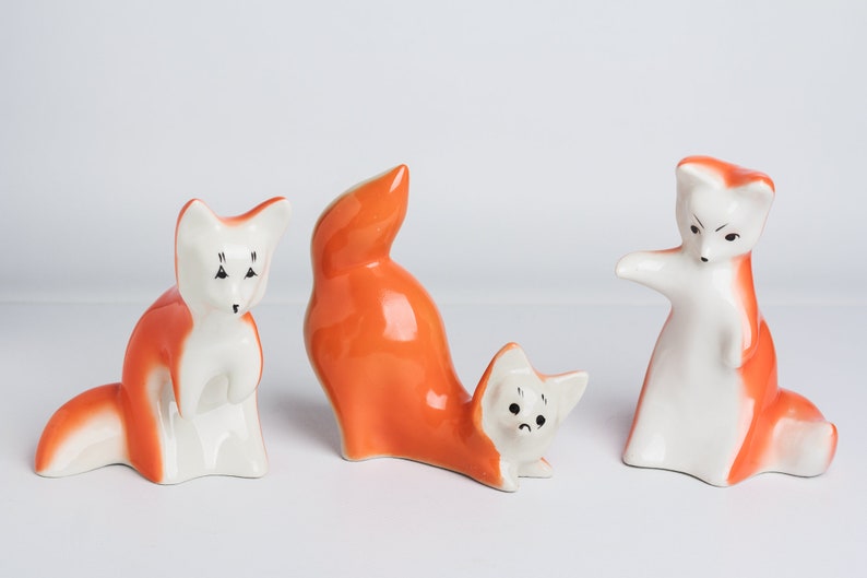 Fox Porcelain Figurine Soviet Vintage Christmas Gift Mini Animal Statue ...