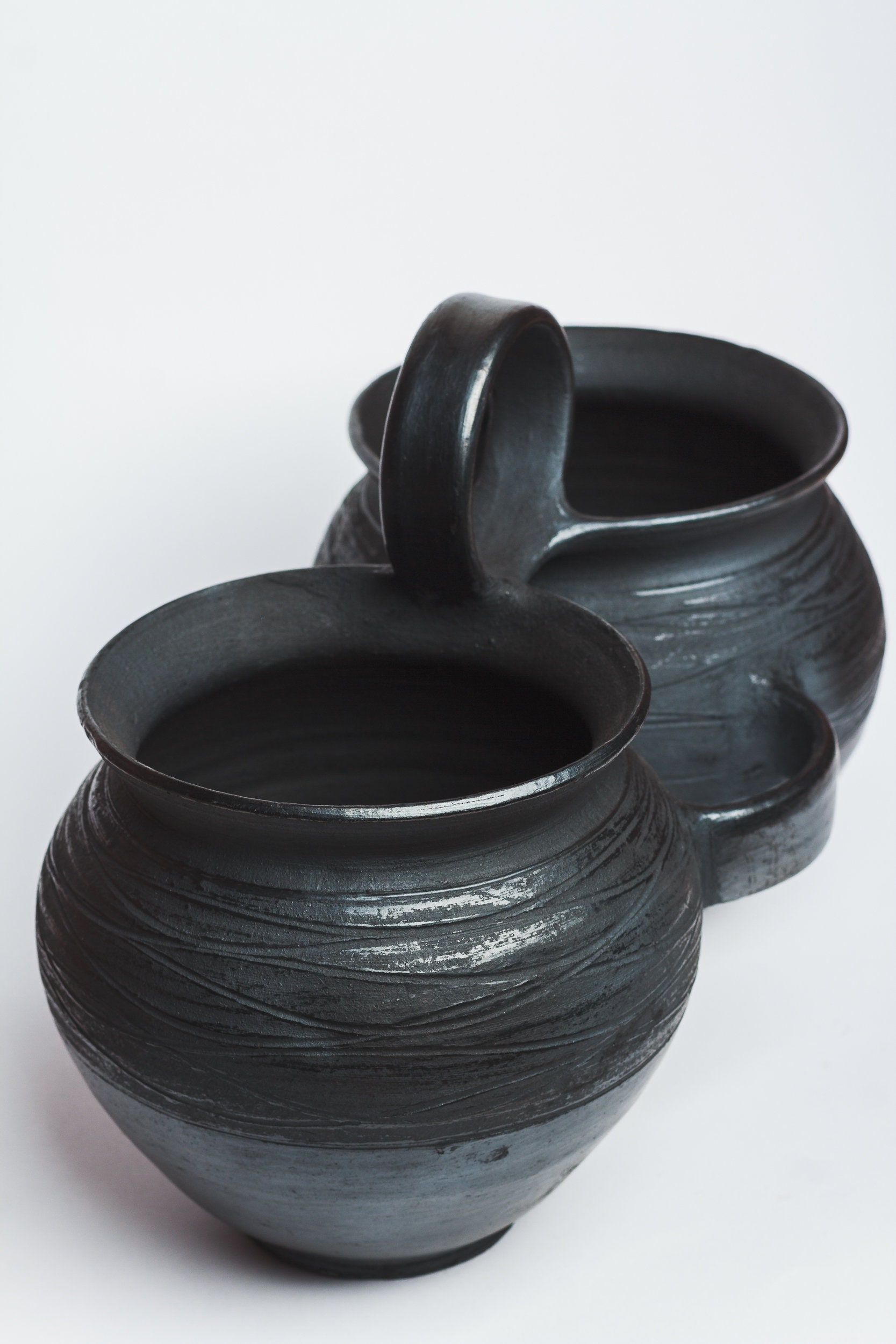 Dusty Pottery Vessel Twins Pot Black Double Clay Pot Wabi Sabi - Etsy ...