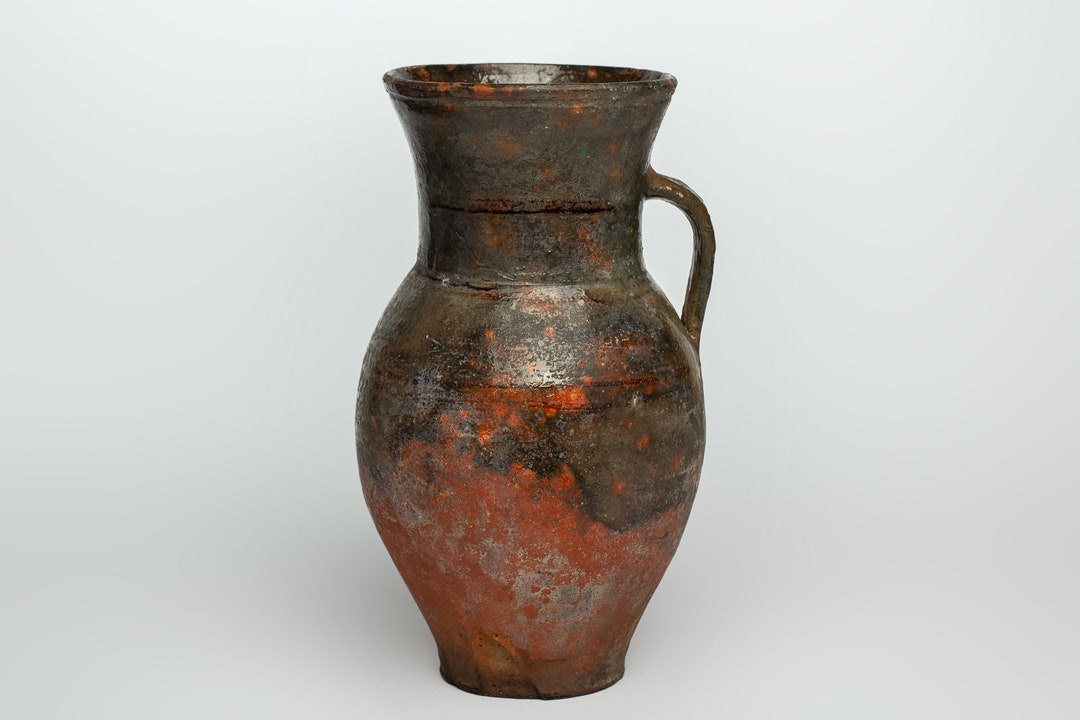 Old Clay Vase Dulux Wabi Sabi Dusty Pottery Pot With Handle Shabby Chic ...