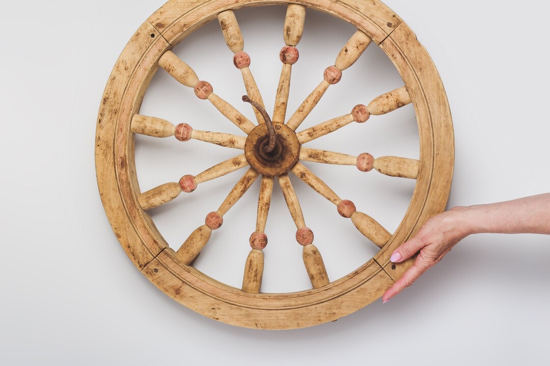 Antique Wood Wheel With Hook Primitive Antique Wall Decor Hanging ...