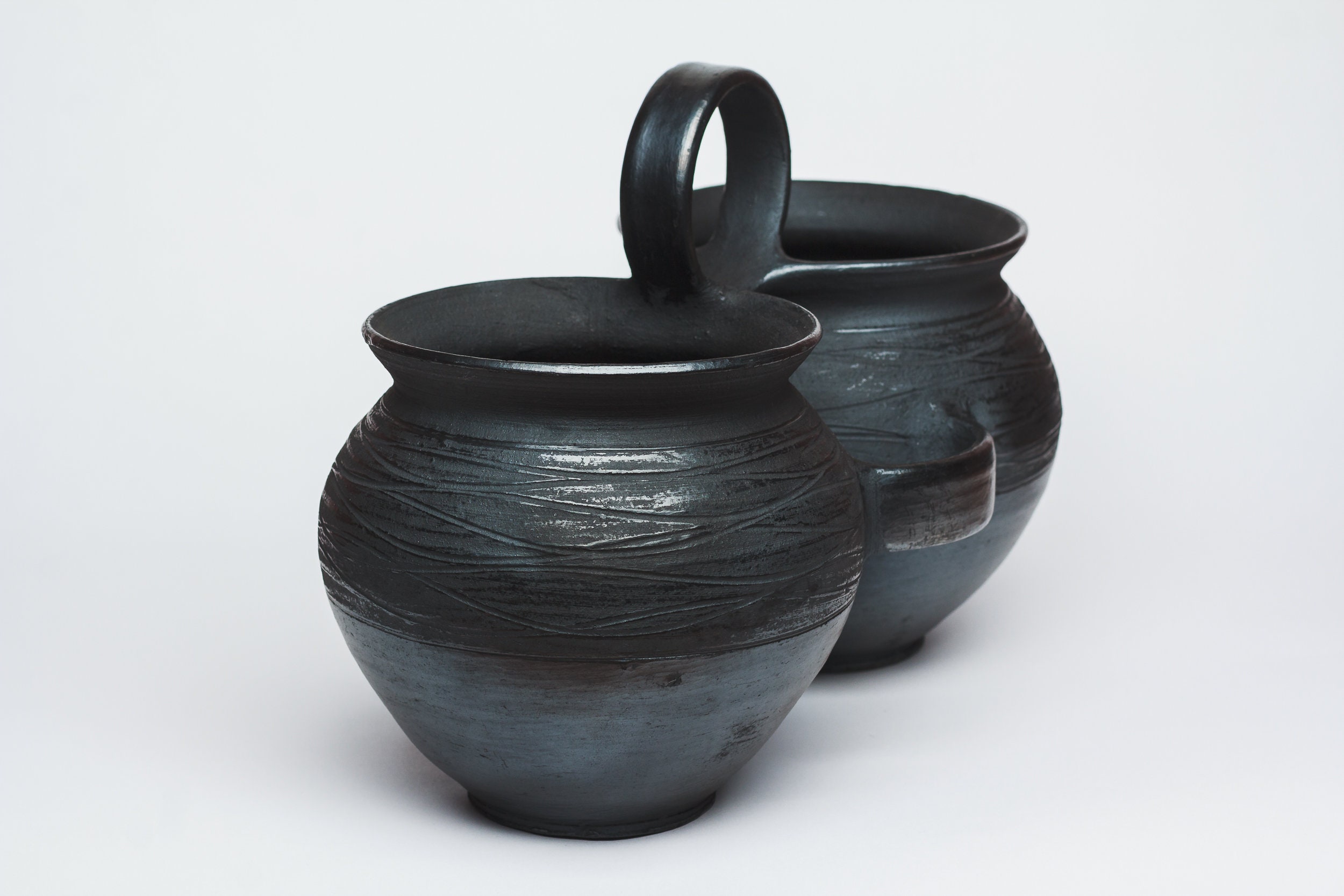 Dusty Pottery Vessel Twins Pot Black Double Clay Pot Wabi Sabi - Etsy ...