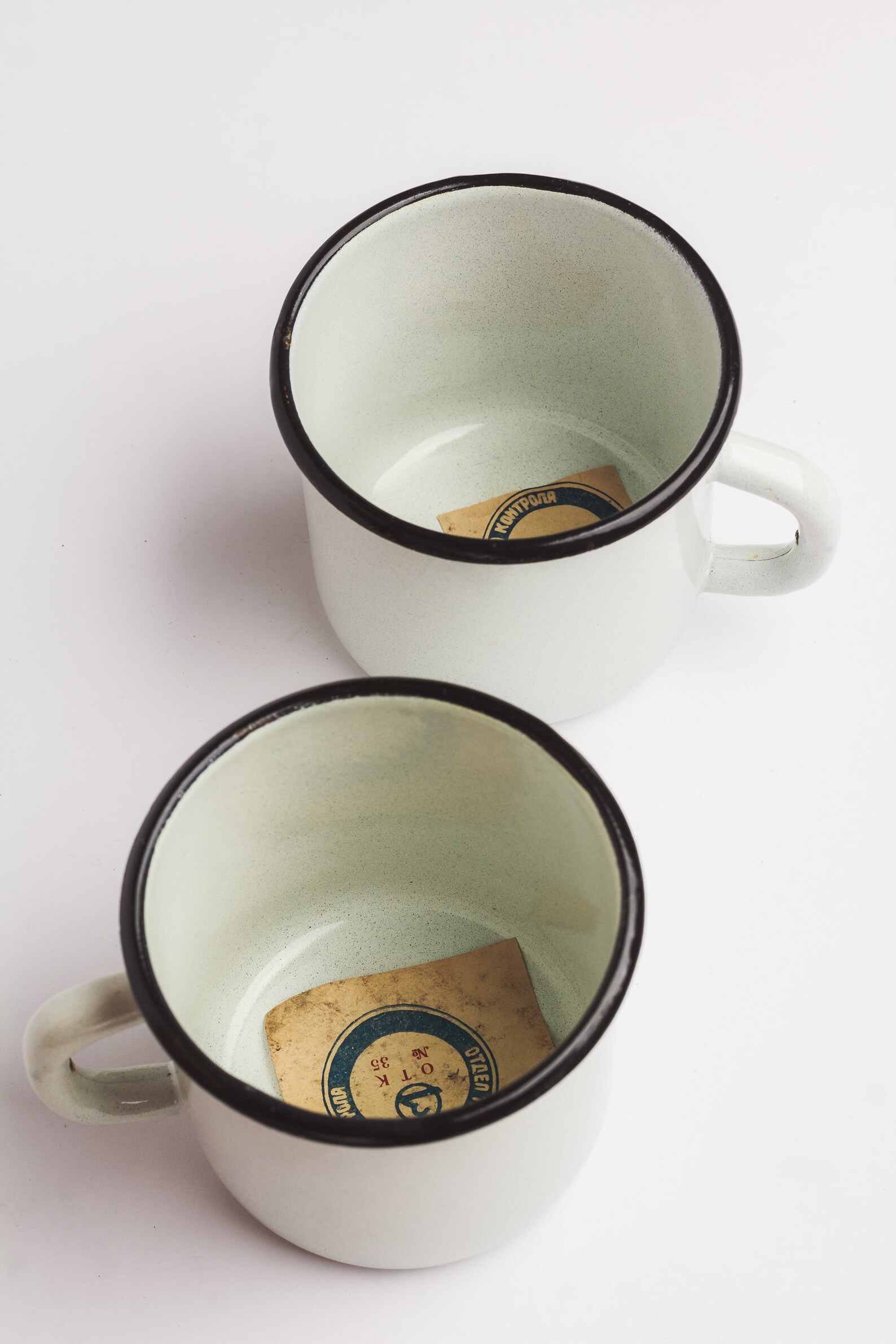 White enamel mug set of 2 UNUSED cups New camping mugs Soviet | Etsy