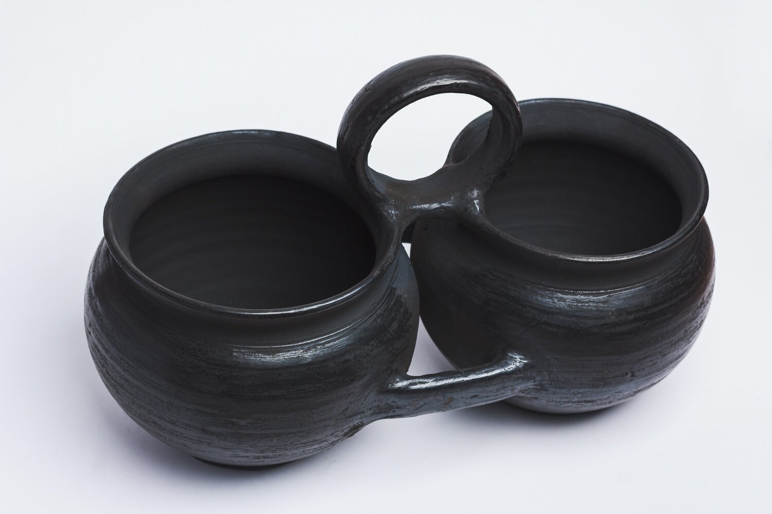 Dusty Pottery Vessel Twins Pot Black Double Clay Pot Wabi Sabi - Etsy