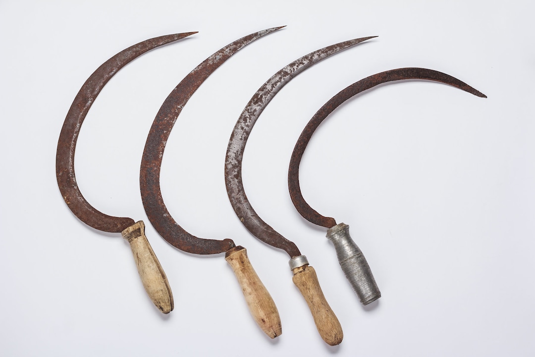 Antique Rusty Metal Sickle Primitive Tool European Country Culture ...