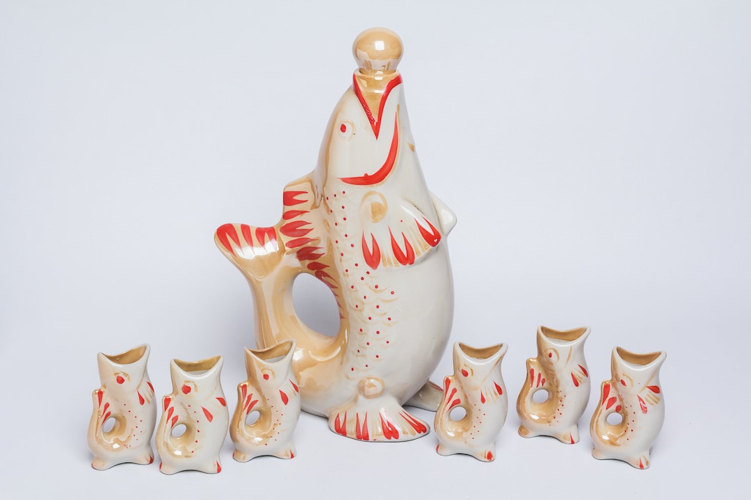 Fish Decanter Ukrainian Drinking Set Porcelain Fish Carafe Vodka ...