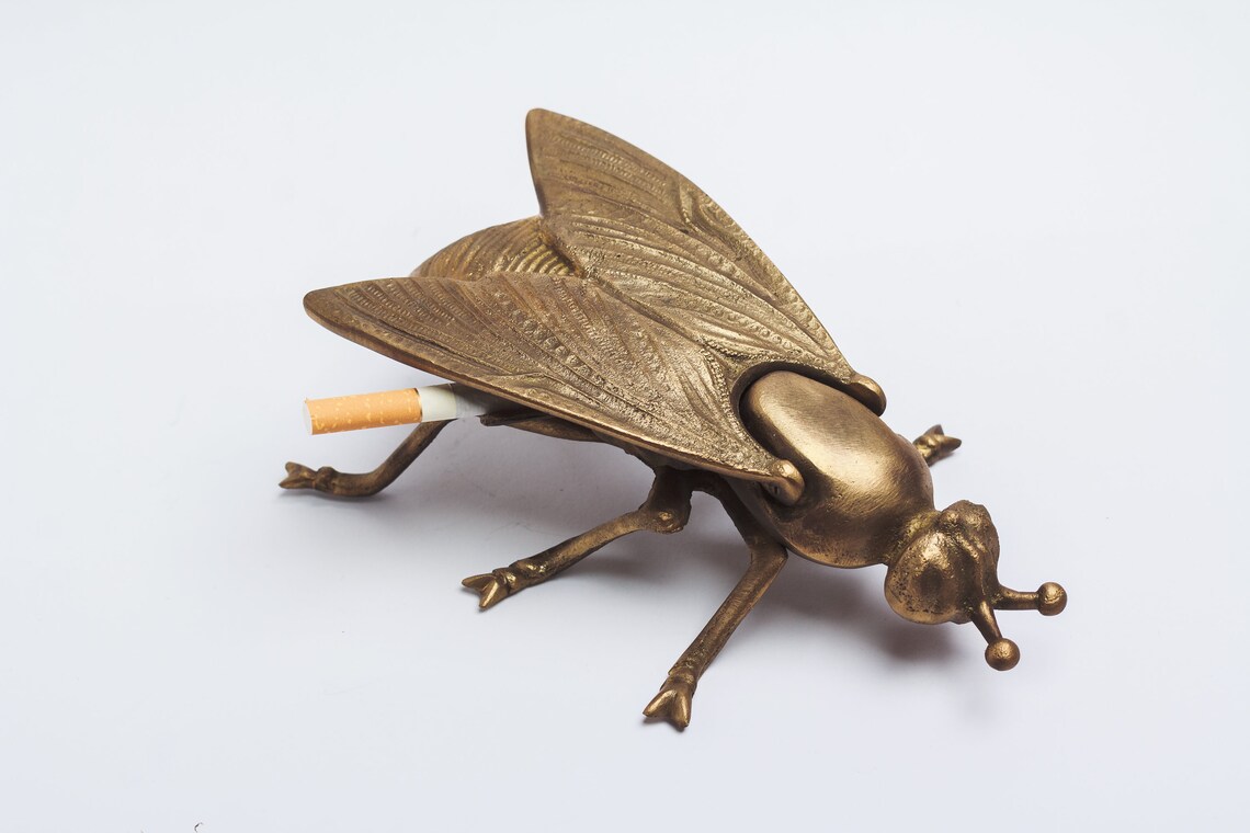 Vintage Tobacciana Ashtray brass smoke decor fly insect wasp | Etsy