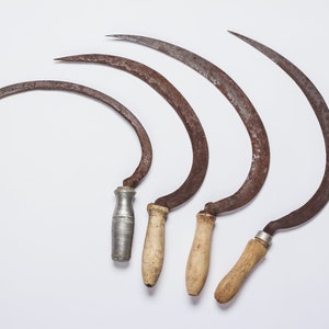 Antique Rusty Metal Sickle Primitive Tool European Country Culture ...