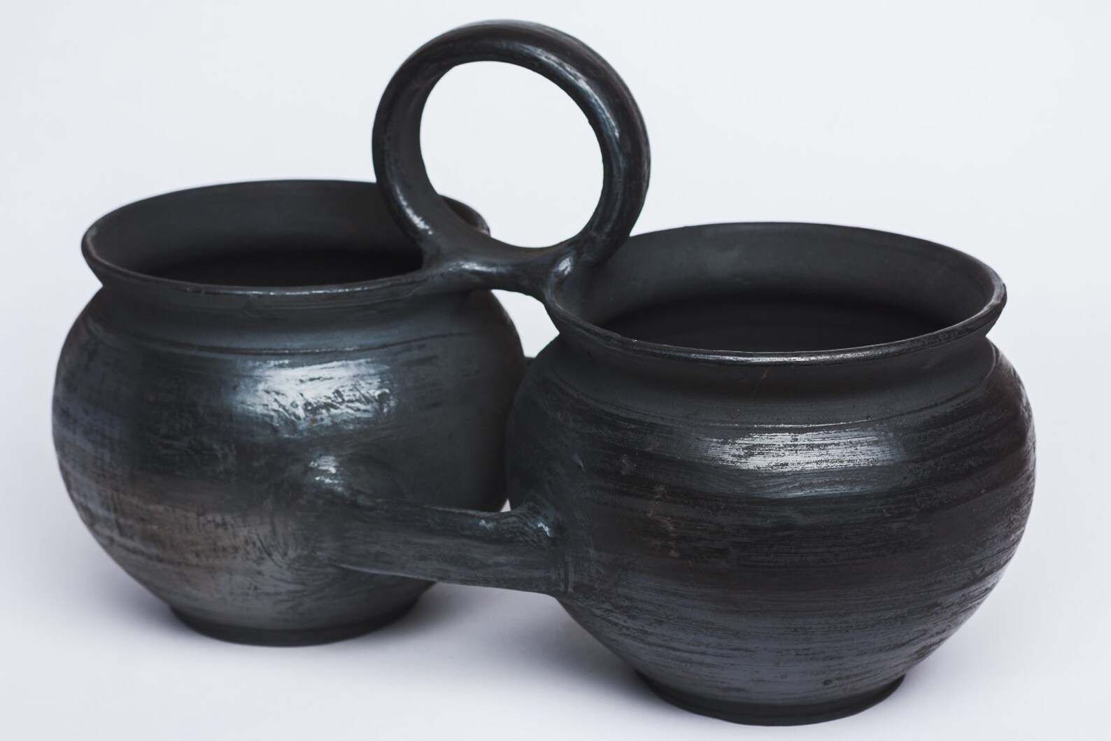 Dusty Pottery Vessel Twins Pot Black Double Clay Pot Wabi Sabi - Etsy
